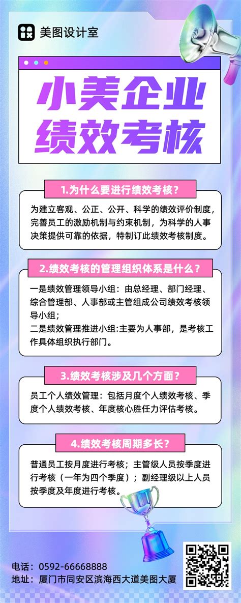 潮酷风通用蓝色年终个人绩效考核长图海报 美图设计室