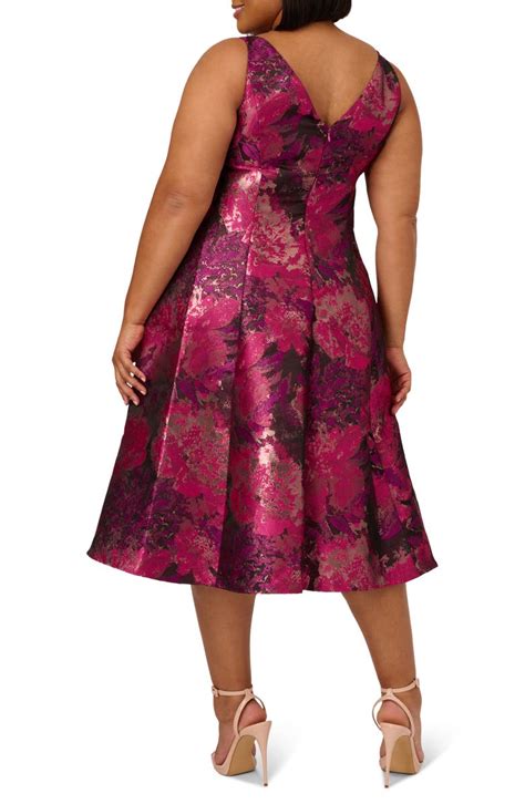 Adrianna Papell Metallic Floral Jacquard Fit And Flare Dress Nordstrom