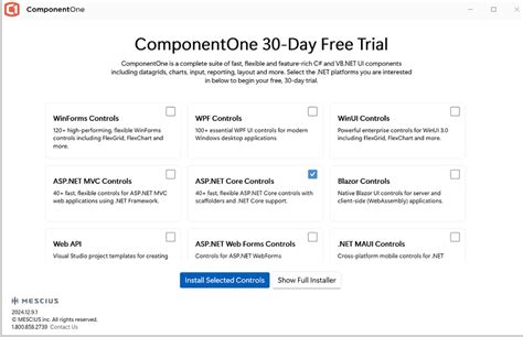 Installation Asp Net Core Mvc Controls Componentone
