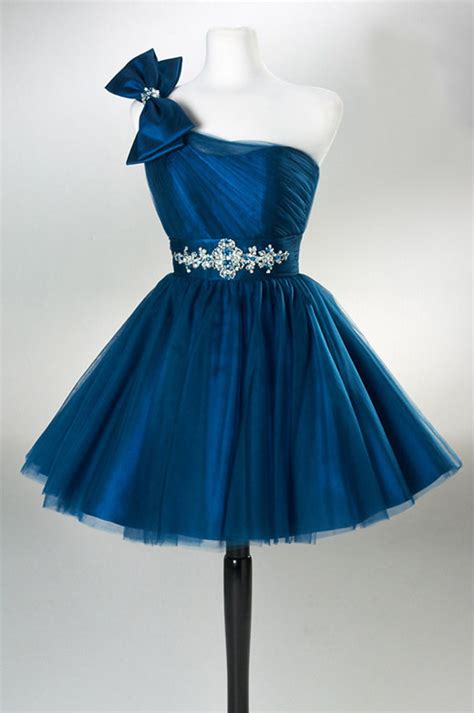 One Shoulder Short Tulle Homecoming Dresses Crystals Beaded Pleat Party