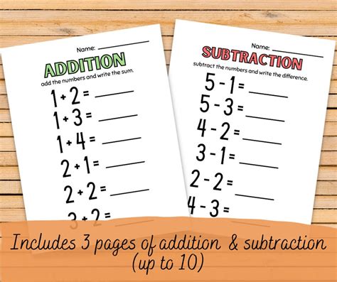 Kindergarten Worksheets Addition Subtraction First Grade