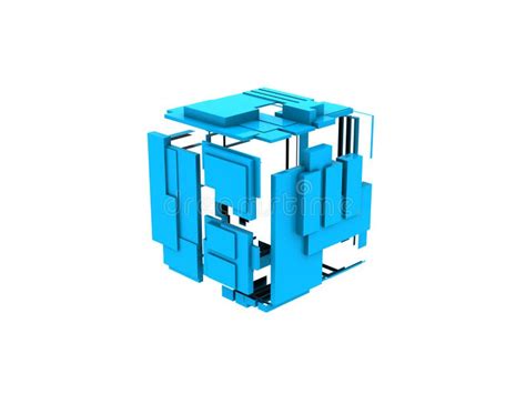 голубой квадрат кубика 3d иллюстрация штока. иллюстрации насчитывающей ...