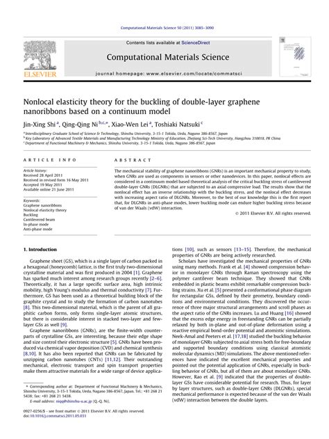 Pdf Nonlocal Elasticity Theory For The Buckling Of Double Layer