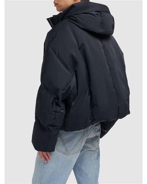Bottega Veneta Hooded Tech Nylon Puffer Jacket In Blue For Men Lyst