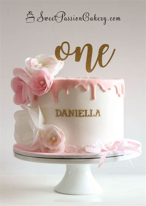 Pink And Gold Drip Cake Tiered Wedding Cake Wafer Paper Flowers Pink Cake