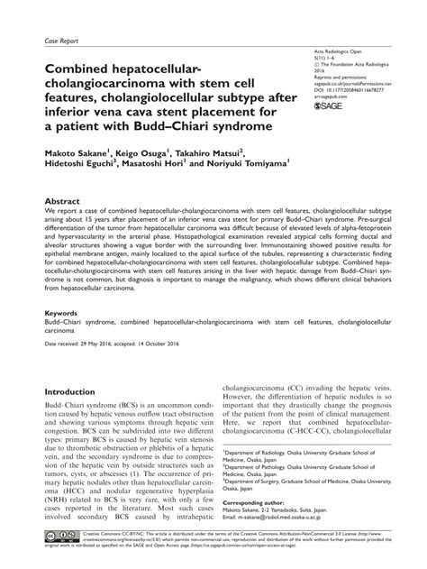Pdf Combined Hepatocellular Cholangiocarcinoma With Stem Cell Features Cholangiolocellular