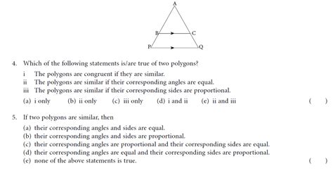 Multiple Choice Questions Congruence And Similarity Learn Mathematics Online