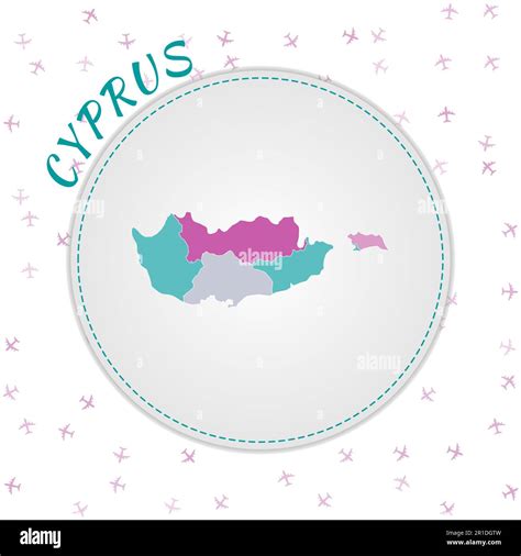 Cyprus Map Design Map Of The Country With Regions In Emerald Amethyst