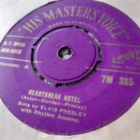 Elvis Presley Heartbreak Hotel Uk 7 Purple And Gold Hmv Label 1st