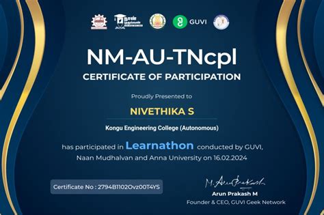 nivethika sakthivel on linkedin nm au tncpl hackathon learnathon