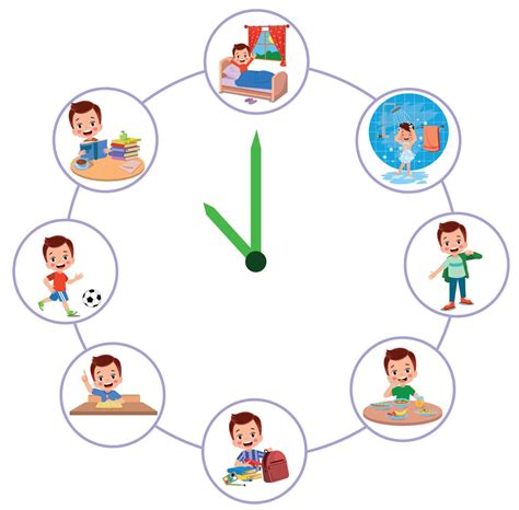 Cartoon kid daily routine activities set 16059229 Vector Art at Vecteezy