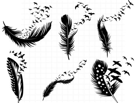 Feather Birds Svg Feather Svg Bundle Flock Of Birds Feather Svg