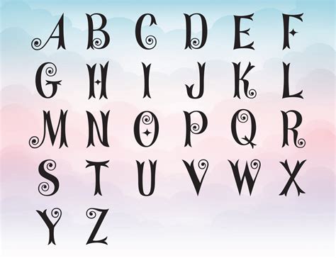 Curly Font In Vector Format SVG Letter Instant Download Etsy