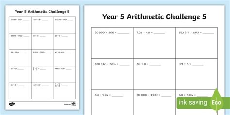 👉 Year 5 Arithmetic Challenge 5 Teacher Made