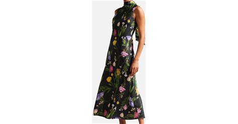 Ted Baker Addilin Floral Printed Midi Dress In Black Lyst Uk