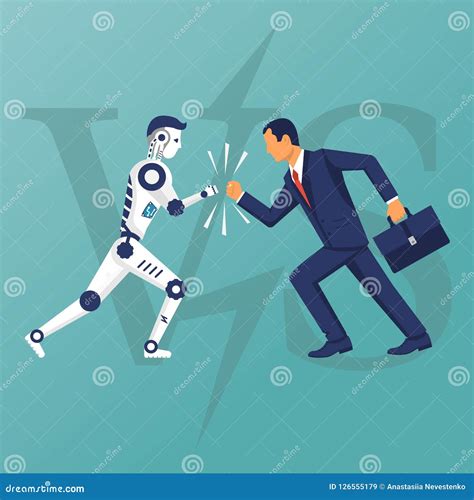 Human Versus Artificial Intelligence Vector Concept Ai Bot Superior To