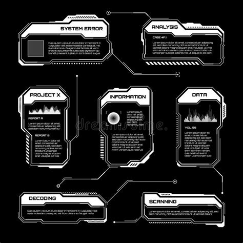 White Futuristic Hud Ui Elements Sci Fi User Interface Text Boxes