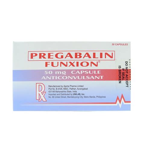 Funxion Pregabalin 50mg Capsule 1s Price In The Philippines Medsgo