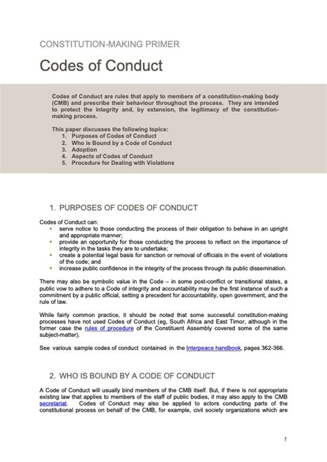 Codes Of Conduct Peacemaker