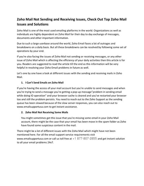 Ppt Zoho Mail Not Sending And Receiving Issues Powerpoint