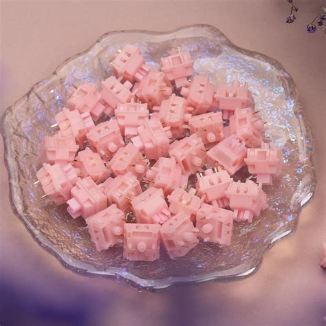 Ws Pearl Switch 5 Pins Pink Switch Key Switches With 4 Ball Bearings In The Switch Stem And Base