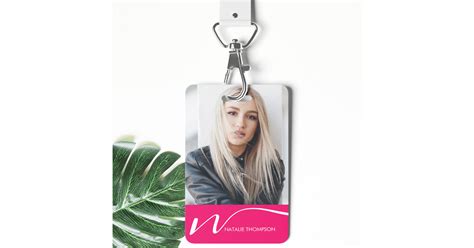 Photo Id Card Modern Qr Code Custom Lanyard Name Badge Zazzle