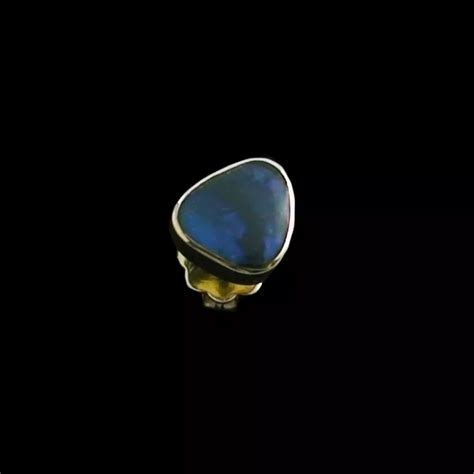 18k Herren Gelbgold Ohrstecker Black Opal 070 Ct