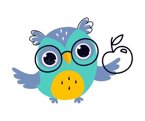 Búho Sabio En Gafas Sujetando El Puntero Tierno Personaje De Caricatura