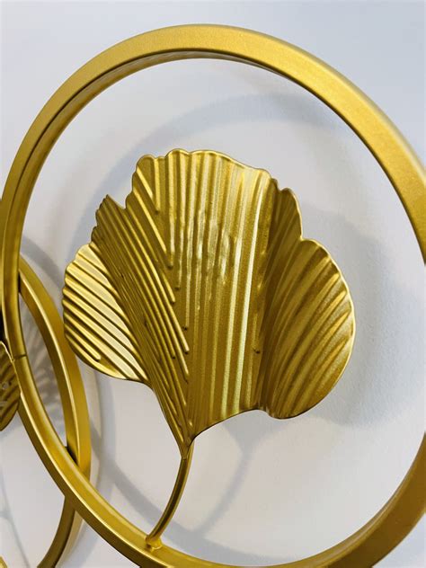 Luxury Creative Metal Ginkgo Leaves Artistic Wall Clock Home Decor Art