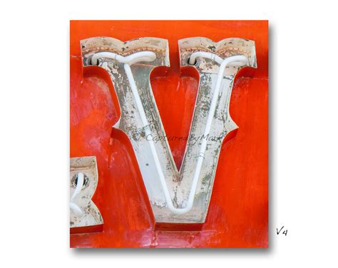 Neon Letter V Marquee Letter Art Vintage Vegas Neon Sign Letters