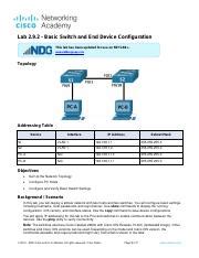 2 9 2 Lab Basic Switch And End Device Configuration STU Pdf Lab 2 9 2