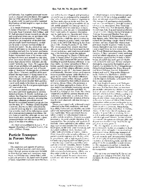 Pdf Particle Transport In Porous Media