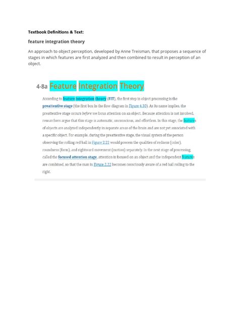 Textbook Definitions Feature Integration Theory Pdf