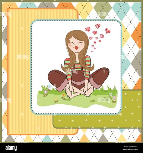 Romantic Girl Sitting Barefoot In The Grass Stock Vector Image And Art