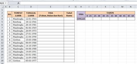 Cara Menghitung Kelompok Usia Dengan Rumus Excel Sederhana Depot Excel