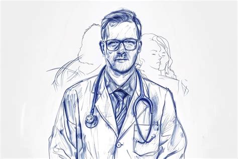 Photo Of A Drawing Of A Doctor With Glasses And A Stethoscope Premium