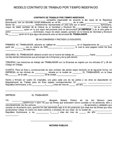 Contrato De Trabajo Modelo Pdf Pdf