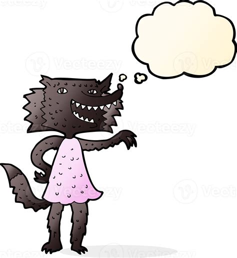 Cartoon Wolf Girl With Thought Bubble 42550927 Png