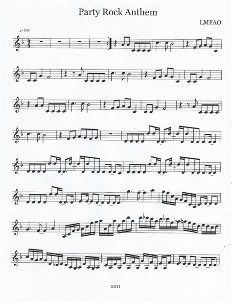 Flute And Tenor Sax Sheet Music Party Rock Anthem