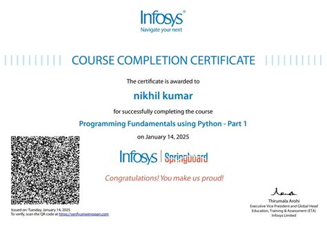 Python Programming Learning Certification Infosysspringboard