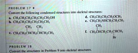 convert the following condensed structures into skeletal structures
