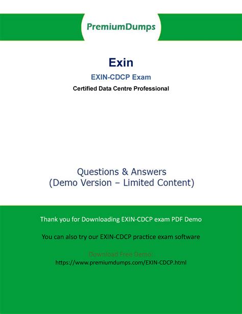 Exin Cdcp Demo Pdf Dumps Shortcut Key To Success Questions Answers