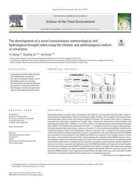 Pdf The Development Of A Novel Nonstationary Meteorological And Hydrological Drought Index