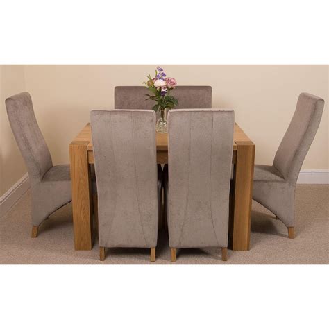 Kuba Oak Dining Set 125cm 6 Grey Chairs
