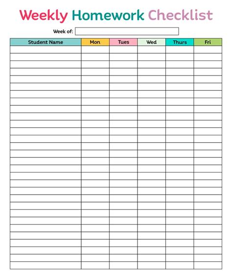 Free Printable Homework Checklist Printables