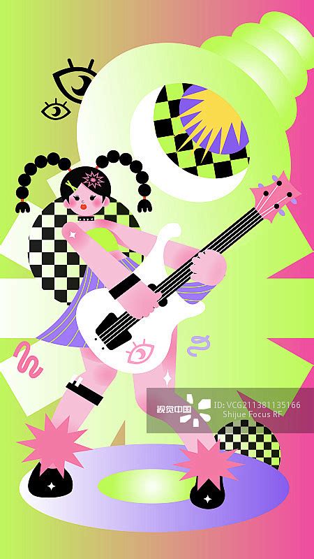 音乐节 潮流吉他女孩 贝斯手 乐队图片素材