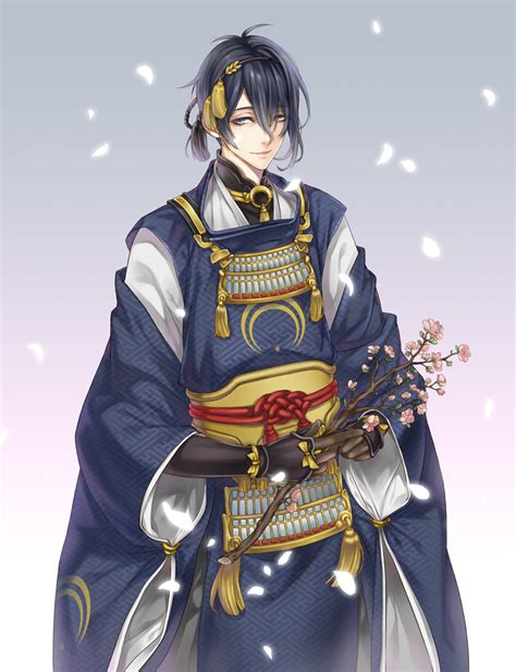 刀剣乱舞 刀剣乱舞三日月宗近 Toranのイラスト Pixiv Samurai Poses Samurai Anime