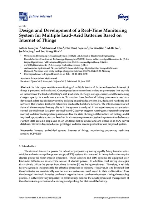 Pdf Design And Development Of A Real Time Monitoring System For Multiple Leadacid Batteries