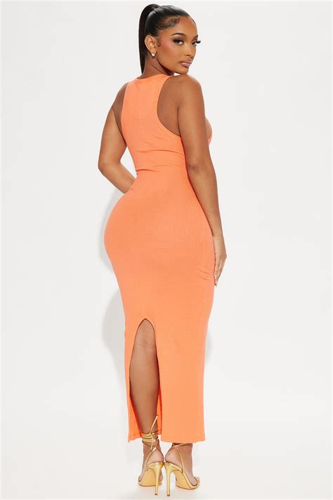 Danielle Ribbed Maxi Dress Orange Fashion Nova Dresses Fashion Nova