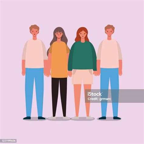 여성과 남성 아바타 벡터 디자인 귀여운에 대한 스톡 벡터 아트 및 기타 이미지 귀여운 긍정적인 감정 표현 남성 Istock
